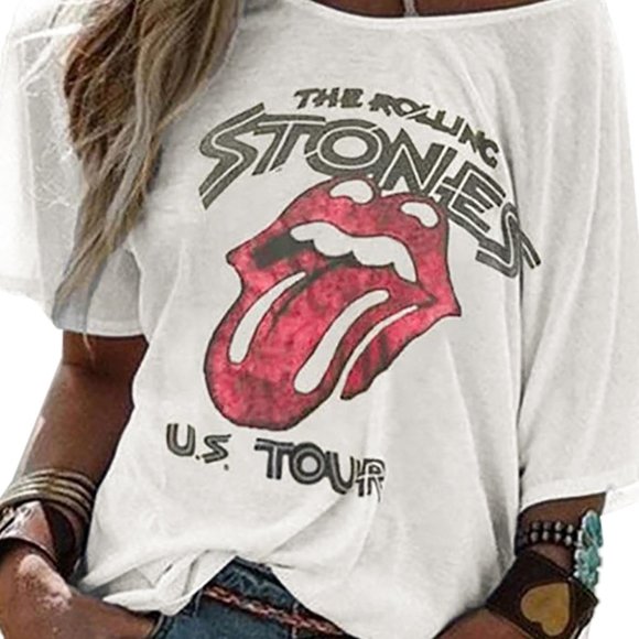 too posh | Tops | White Rolling Stones Us Tour Tshirt Rock Your Style ...